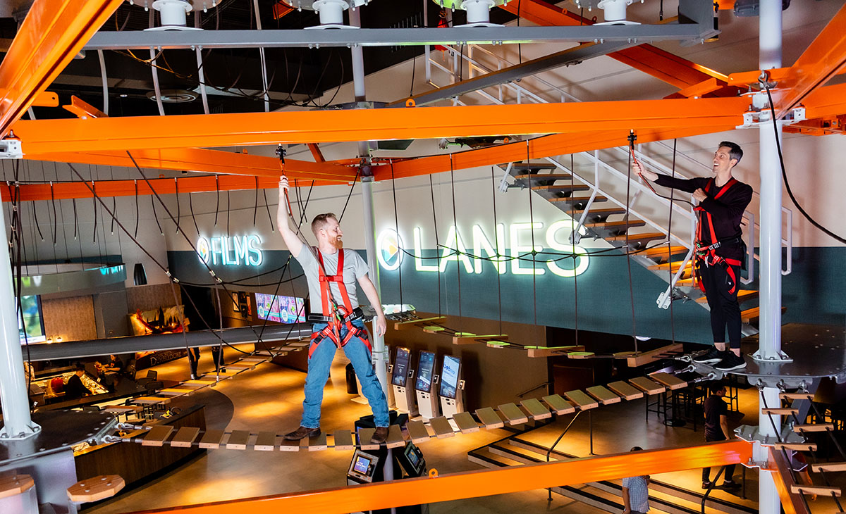 Indoor ropes course at bowling centers